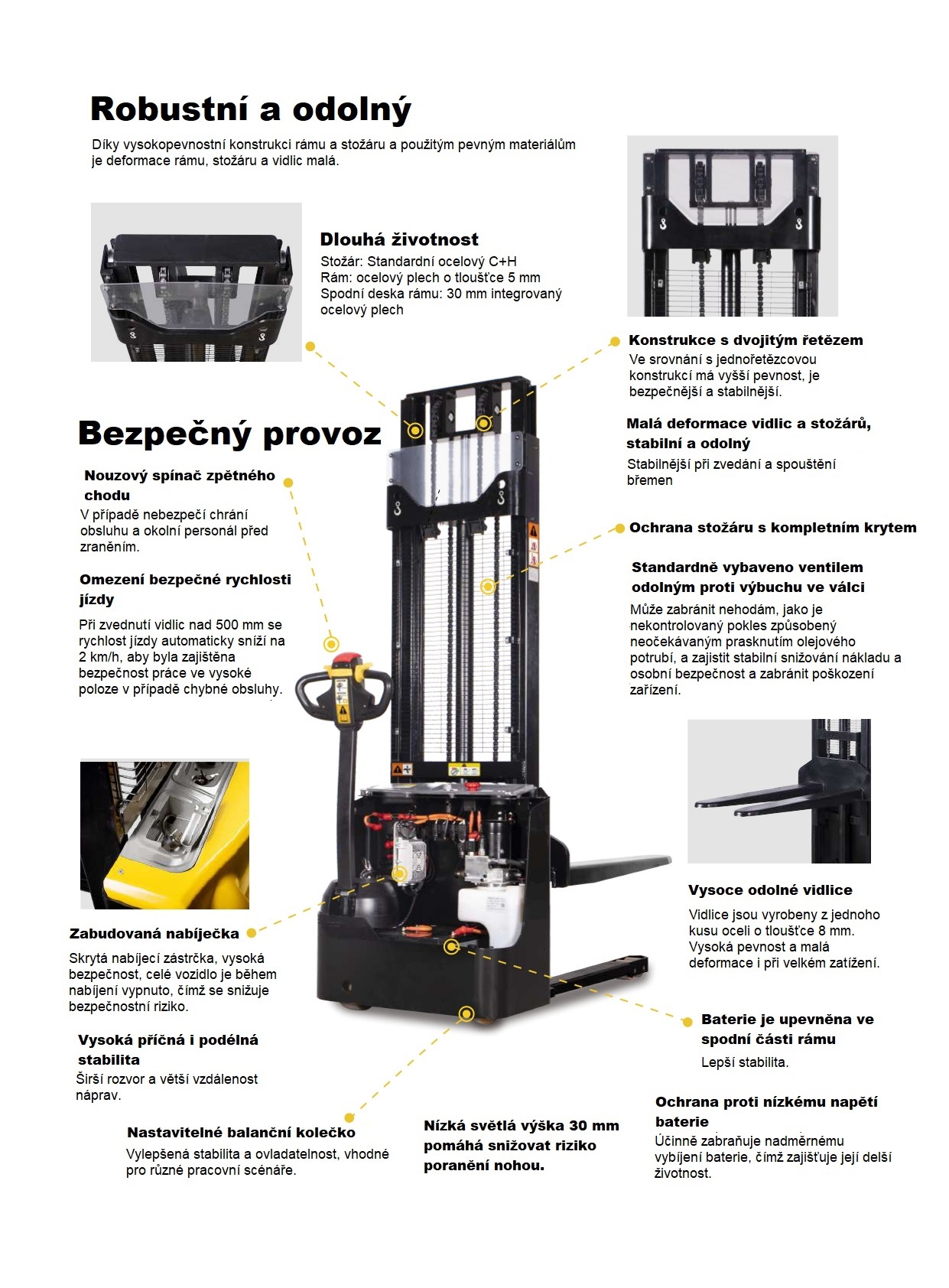 Elektrický vysokozdvižný vozík 1500kg 2m WS15H-2000